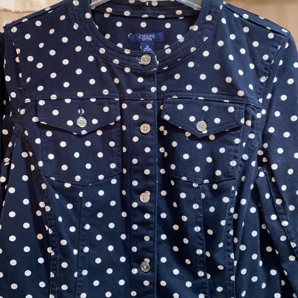 Chaps | Jackets & Coats | Chaps Navy Blue White Dots Sport Jacket M ...